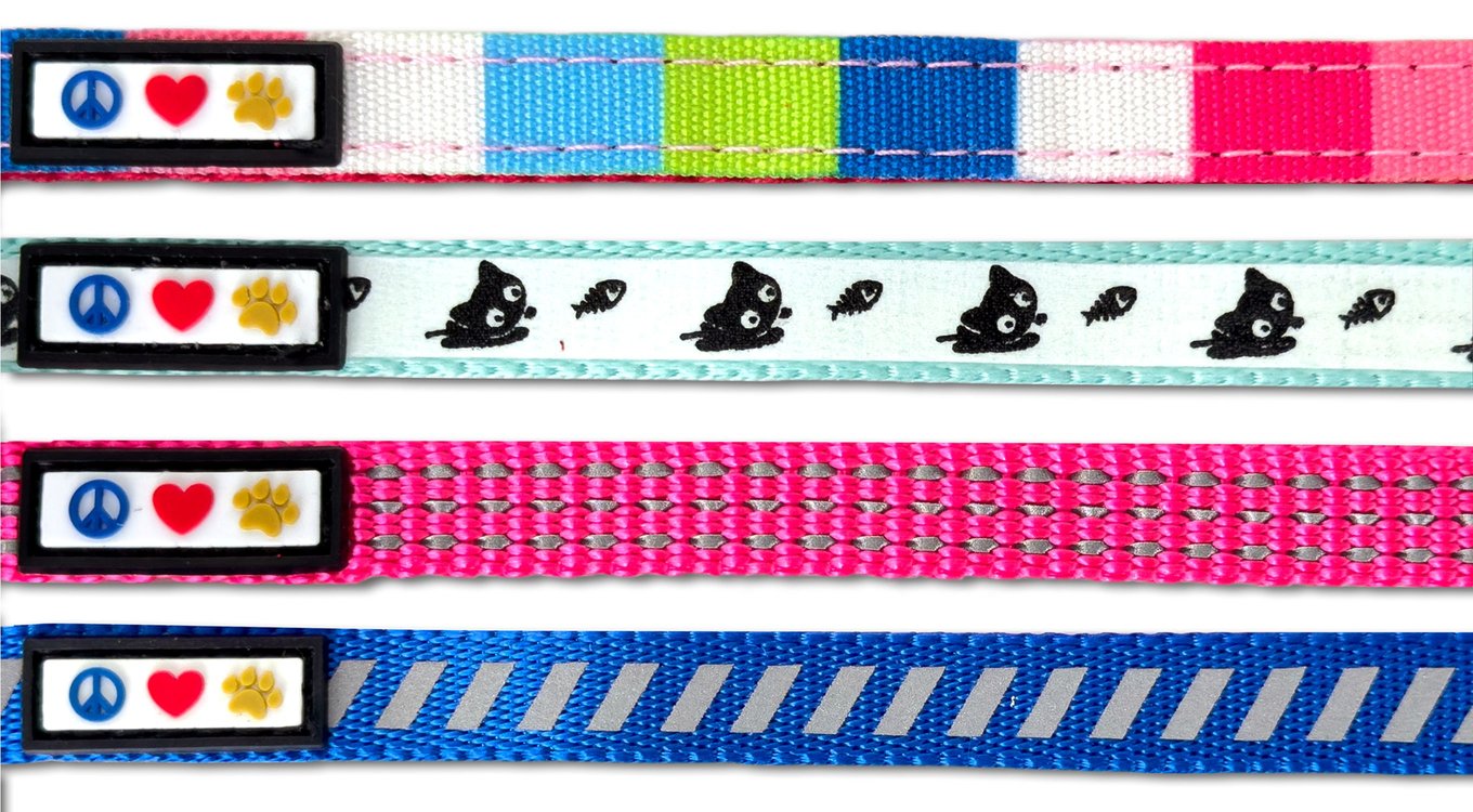 PAWTITAS Nylon Reflective Breakaway Cat Collar with Bell, Teal, 7 to 11 ...