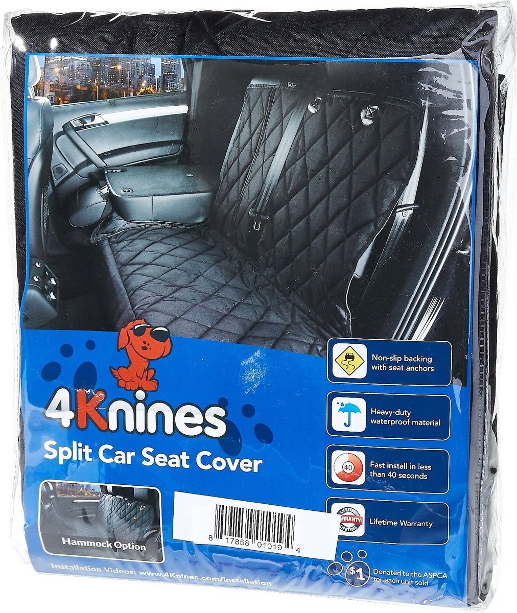 4KNINES Split Rear Seat Cover with Hammock, Black, X-Large - Chewy.com