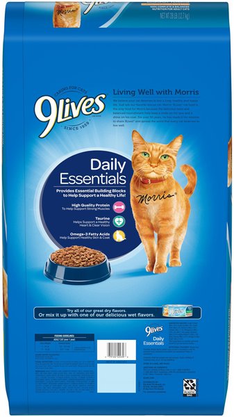 9 LIVES Daily Essentials with Chicken, Beef & Salmon Flavor Dry Cat ...