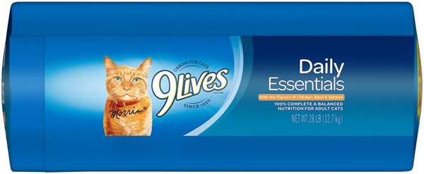 9 LIVES Daily Essentials with Chicken, Beef & Salmon Flavor Dry Cat ...