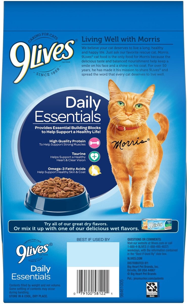 9 LIVES Daily Essentials with Chicken, Beef & Salmon Flavor Dry Cat ...
