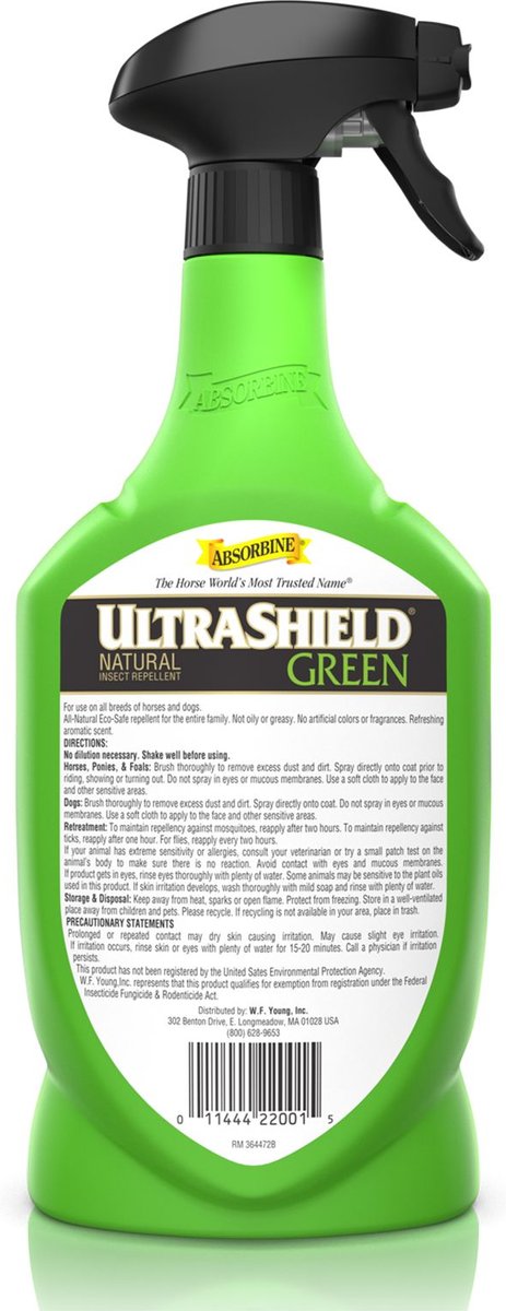ABSORBINE UltraShield Green All-Natural Fly & Insect Repellent Horse ...