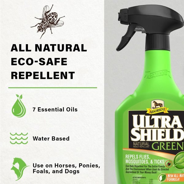 ABSORBINE UltraShield Green All-Natural Fly & Insect Repellent Horse & Dog Spray, 32-fl oz ...