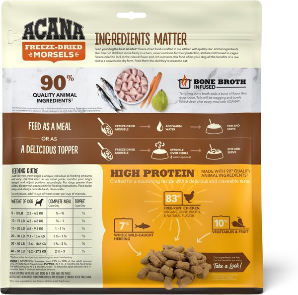 ACANA Chicken Recipe Morsels Grain-Free Freeze-Dried Dog Food & Topper ...
