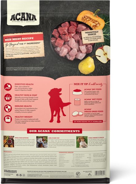 ACANA Red Meat Recipe Grain-Free Dry Dog Food 25-lb bag - Chewy.com