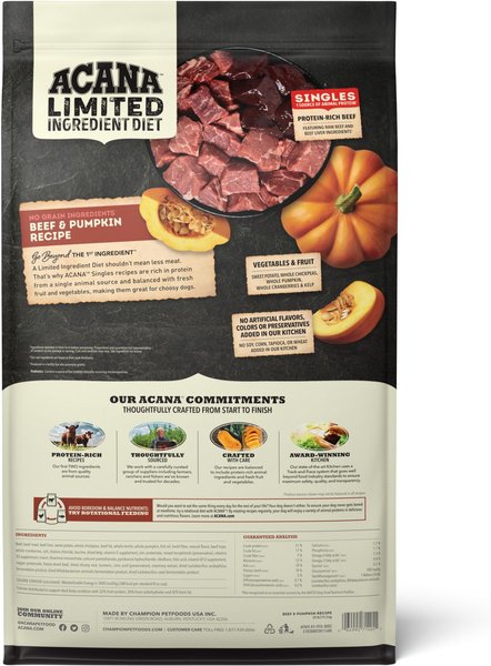 ACANA Singles Limited Ingredient Diet Beef & Pumpkin Recipe Grain-Free ...