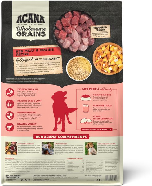 ACANA Wholesome Grains Red Meat Recipe Dry Dog Food, 4-lb bag - Chewy.com
