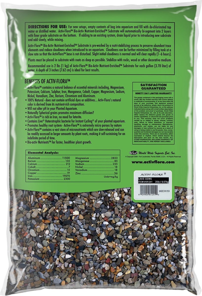 ACTIV-FLORA Planted Aquarium Substrate, Lake Gems, 20-lb bag - Chewy.com