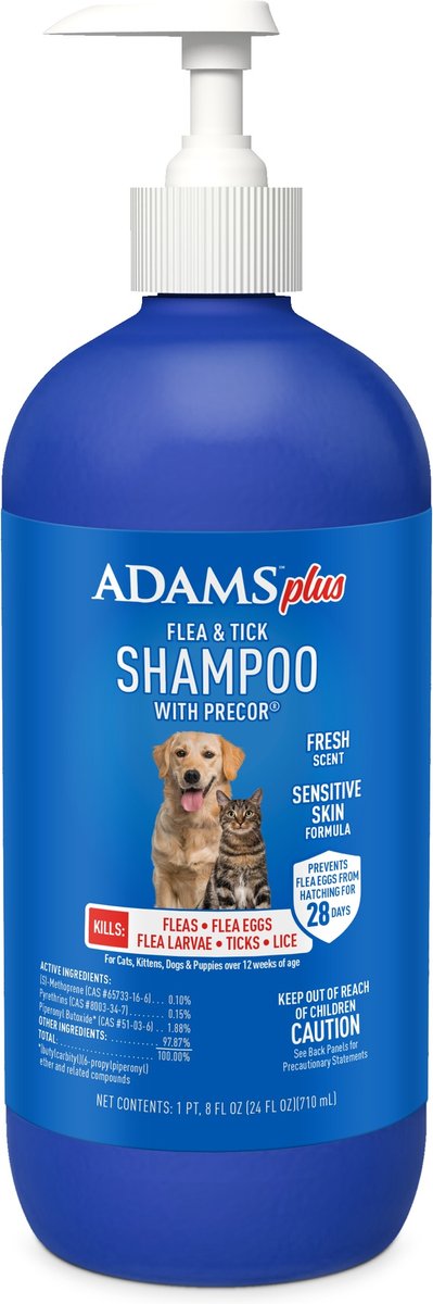 ADAMS Plus Flea & Tick Shampoo Sensitive Skin for Cats & Dogs, 24-fl oz ...