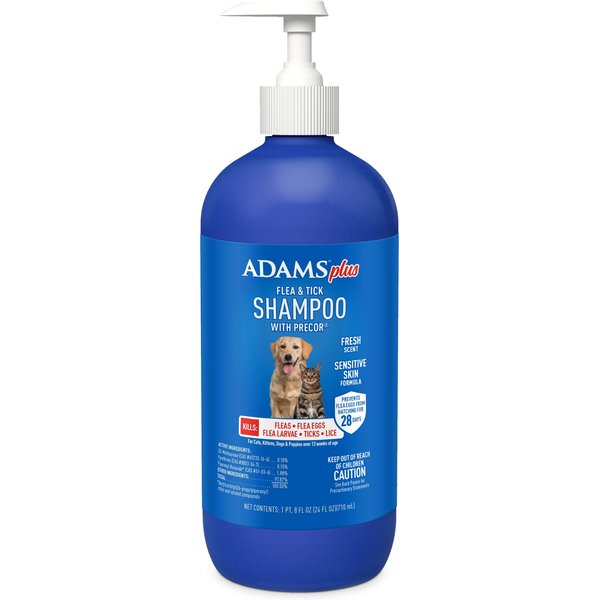ADAMS Plus Flea & Tick Shampoo Sensitive Skin for Cats & Dogs, 24-fl oz ...