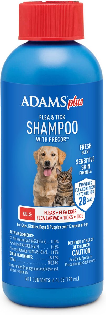 ADAMS Plus Flea & Tick Shampoo Sensitive Skin for Cats & Dogs, 6-fl oz ...