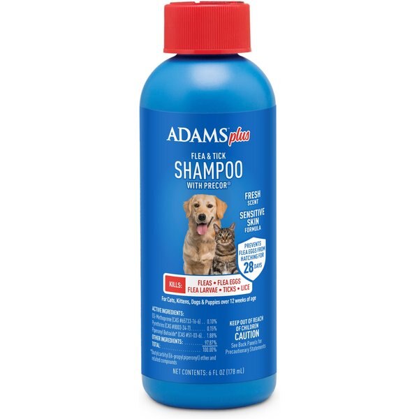 ADAMS Plus Flea & Tick Shampoo Sensitive Skin for Cats & Dogs, 6-fl oz ...