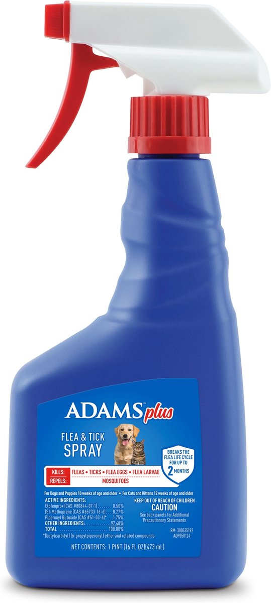 ADAMS Plus Flea & Tick Spray for Dogs & Cats, 16-fl oz bottle - Chewy.com