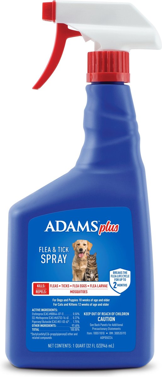 ADAMS Plus Flea & Tick Spray for Dogs & Cats, 32-fl oz bottle - Chewy.com