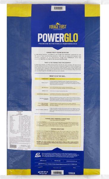 ADM POWERGLO Forage First Premium Nutrition Performance Horse Feed, 50 ...