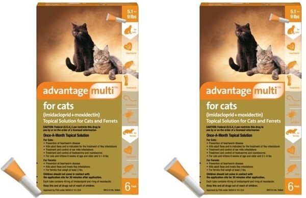 ADVANTAGE MULTI Topical Solution for Cats & Ferrets, 5.1-9 lbs (Orange ...