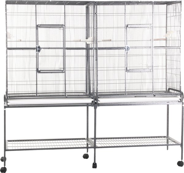 A&E CAGE COMPANY Double Flight Bird Cage & Divider, Platinum - Chewy.com