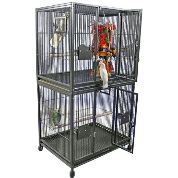 A&E CAGE COMPANY Triple Stack Bird Cage, Platinum, Medium - Chewy.com