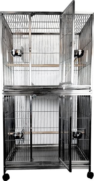 A&E CAGE COMPANY Double Stack Breeder Bird Cage, Platinum - Chewy.com