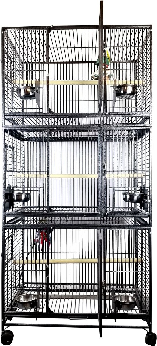 A&E CAGE COMPANY Triple Stack Bird Cage, Platinum, Medium - Chewy.com