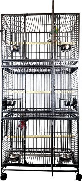 A&E CAGE COMPANY Triple Stack Bird Cage, Platinum, Medium - Chewy.com