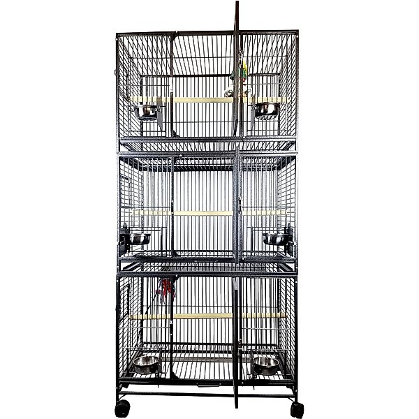 A&E CAGE COMPANY Triple Stack Bird Cage, Platinum, Medium - Chewy.com
