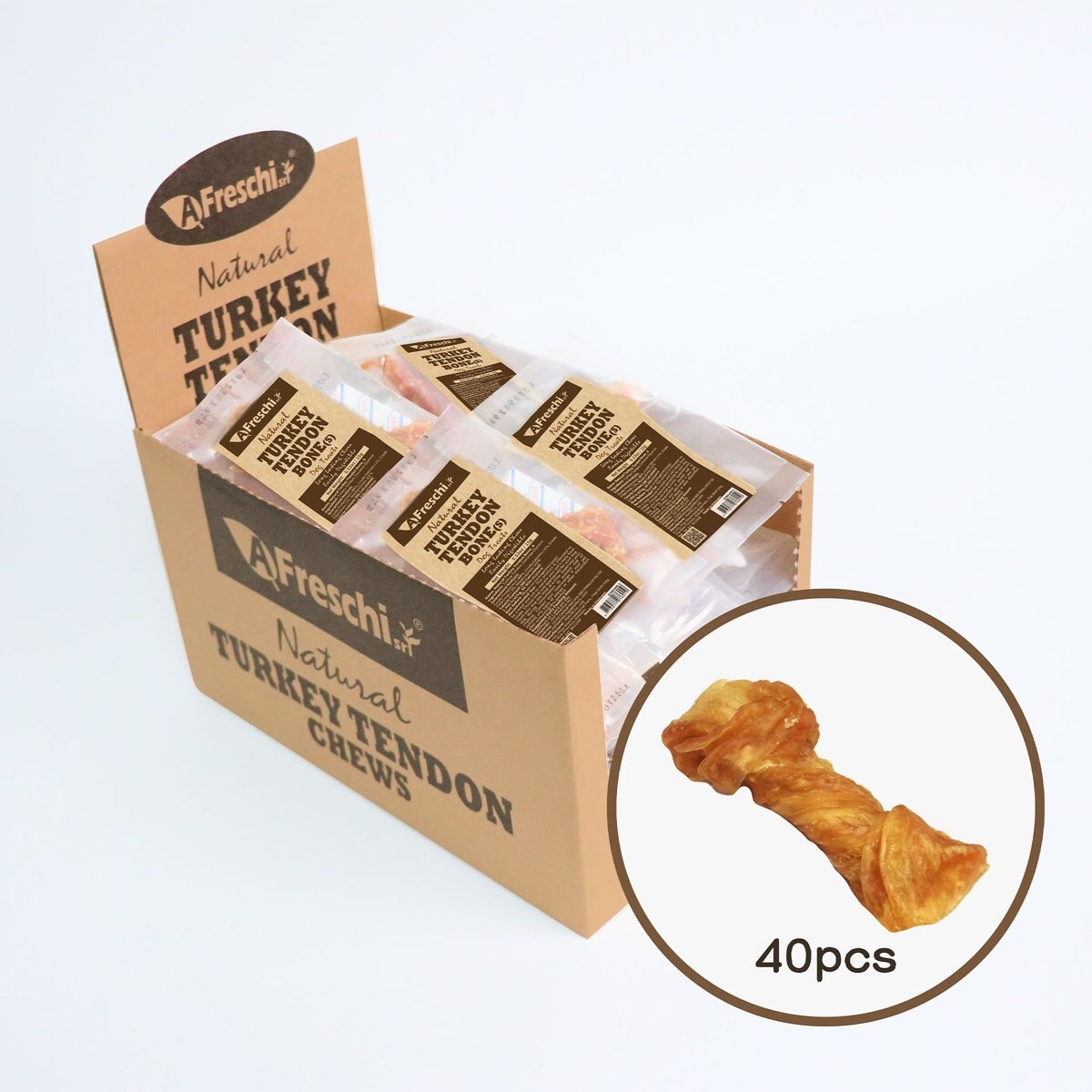 AFRESCHI Natural Turkey Tendon Bone Natural Dog Chew Treat, Small, 40 ...