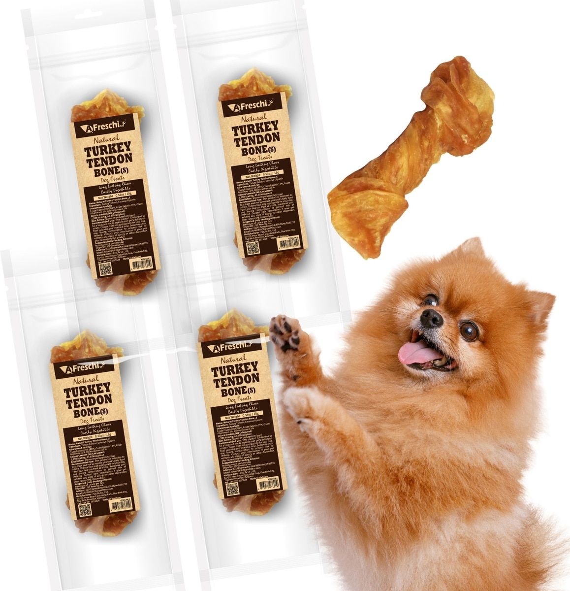 Discontinued - AFRESCHI Natural Turkey Tendon Bone Natural Dog Chew ...