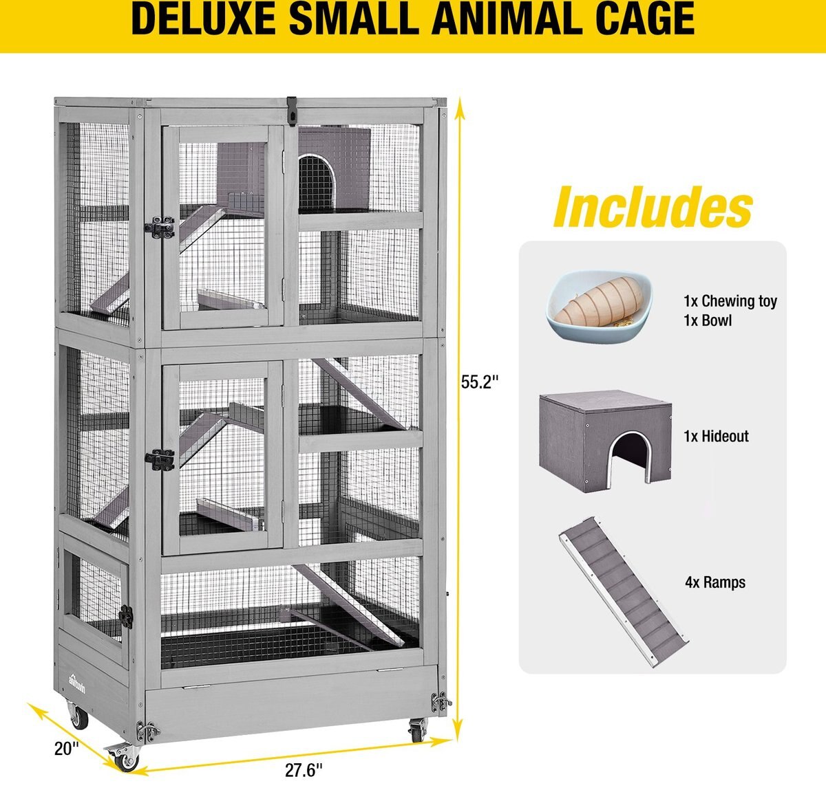 AIVITUVIN 5 Levels Wooden Small Pet Cage - Chewy.com