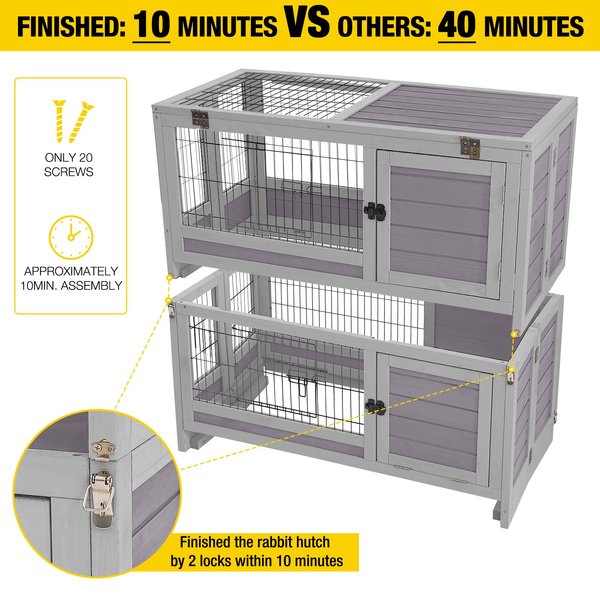 AIVITUVIN AIR18 -F Folding Rabbit Hutch, Gray - Chewy.com
