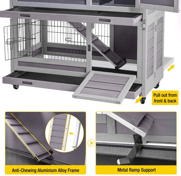 AIVITUVIN AIR18 -F Folding Rabbit Hutch, Gray - Chewy.com