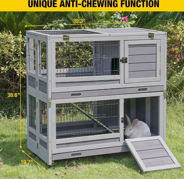 AIVITUVIN AIR18 -F Folding Rabbit Hutch, Gray - Chewy.com