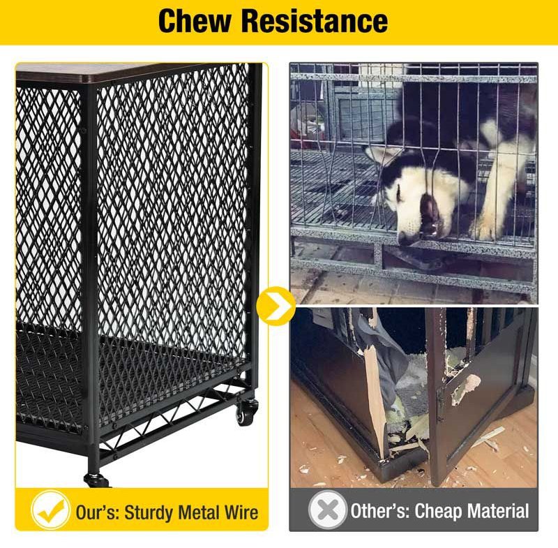 AIVITUVIN Side End Table Furniture Style Dog Crate with Tray, Cushion ...