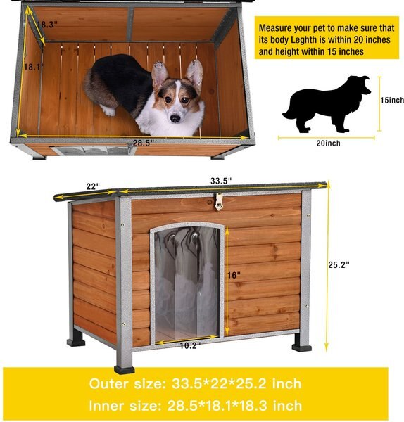 AIVITUVIN Wooden Heavy Duty Dog House, Brown, Medium - Chewy.com