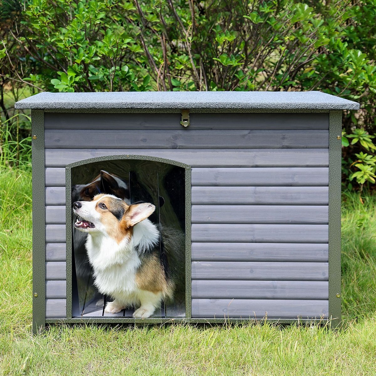 AIVITUVIN Wooden Heavy Duty Dog House, Grey, Large - Chewy.com