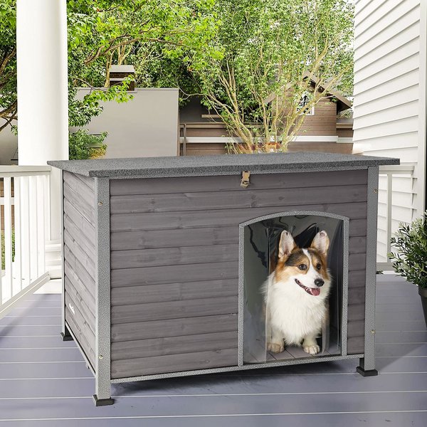 AIVITUVIN Wooden Heavy Duty Dog House, Grey, Large - Chewy.com