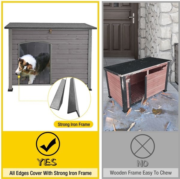 AIVITUVIN Wooden Heavy Duty Dog House, Grey, Large - Chewy.com