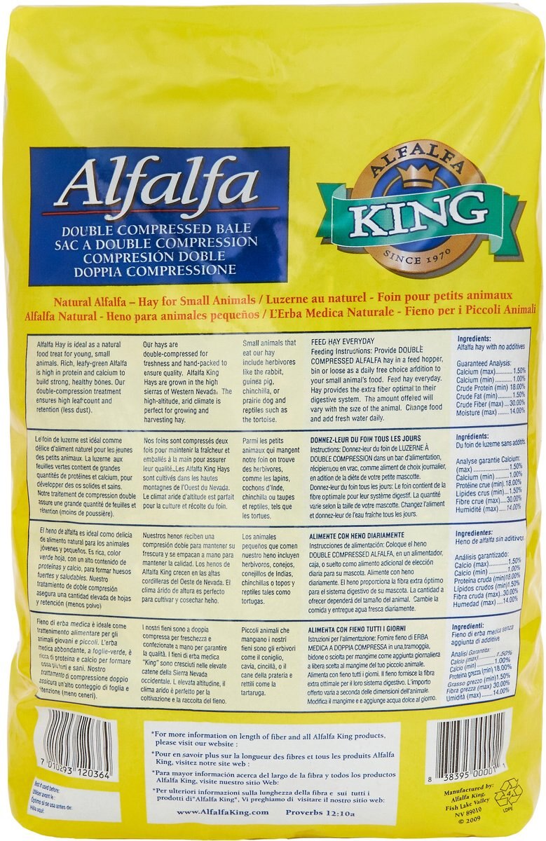 ALFALFA KING Double Compressed Alfalfa Hay Small Animal Food, 4-lb bag ...