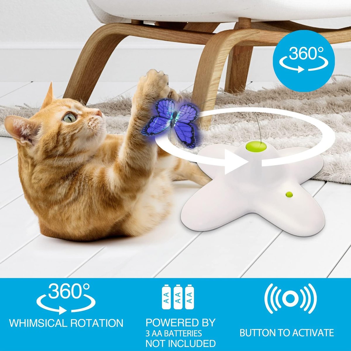 ALLFORPAWS Flutter Bug Interactive Cat Toy, White - Chewy.com