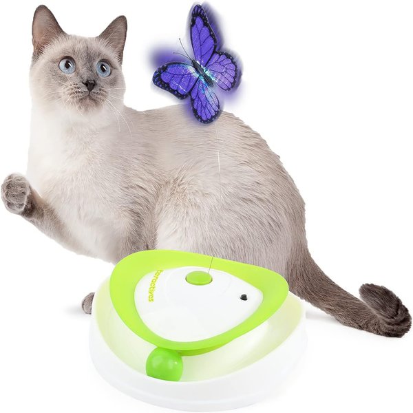 ALLFORPAWS Interactives Roll Around Flutter Bug Cat Motion Toy, Green ...