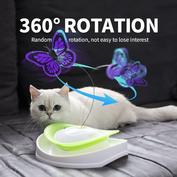 ALLFORPAWS Interactives Roll Around Flutter Bug Cat Motion Toy, Green ...
