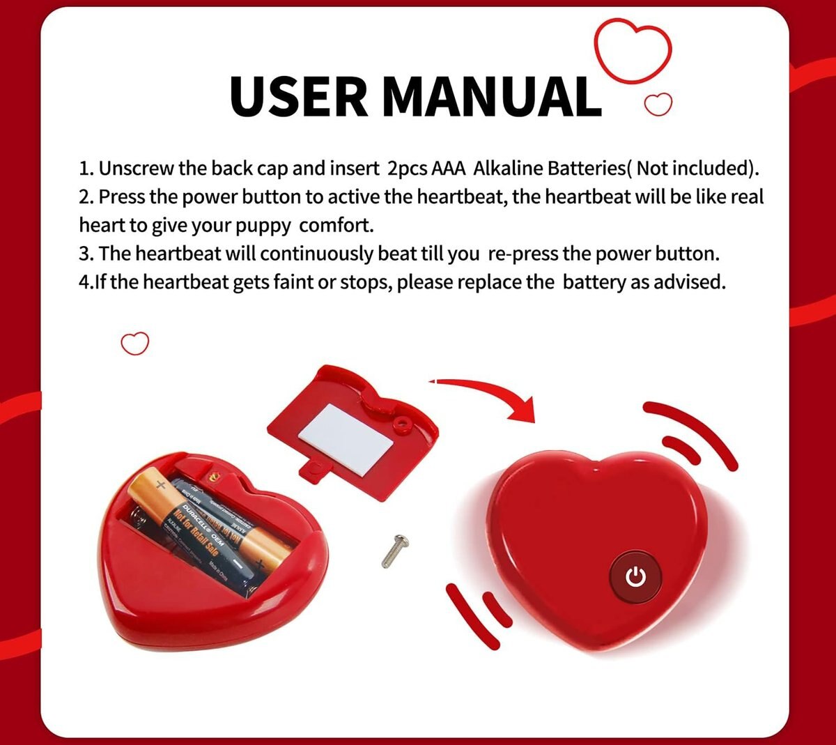 ALLFORPAWS Little Buddy Heart Beat Simulator Dog Toy, Red - Chewy.com