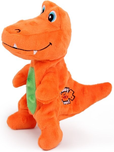ALLFORPAWS My T-Rex Tim The Mini T-Rex Plush Squeaky Dog Toy, Orange ...