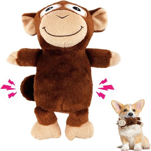 ALLFORPAWS Ultrasonic Hypno Monkey Plush Dog Toy, Brown - Chewy.com