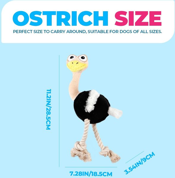 ALLFORPAWS Ultrasonic Ostrich Plush Dog Toy, Black, Small - Chewy.com
