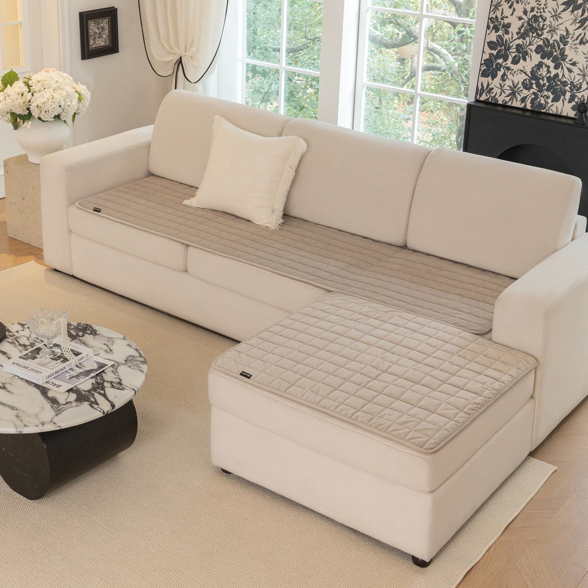 ALLISANDRO Premium Anti-Slip Waterproof Sofa Furniture Protector, Khaki ...