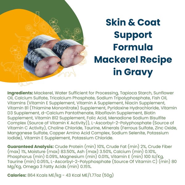 ALMO NATURE HQS Supportive Formulas Skin & Coat Support Formula Flaked Mackerel Recipe in Gravy ...