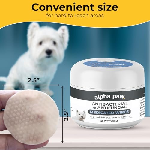 ALPHA PAW Antibacterial & Antifungal Medicated Dog & Cat Wipes, 50 ...
