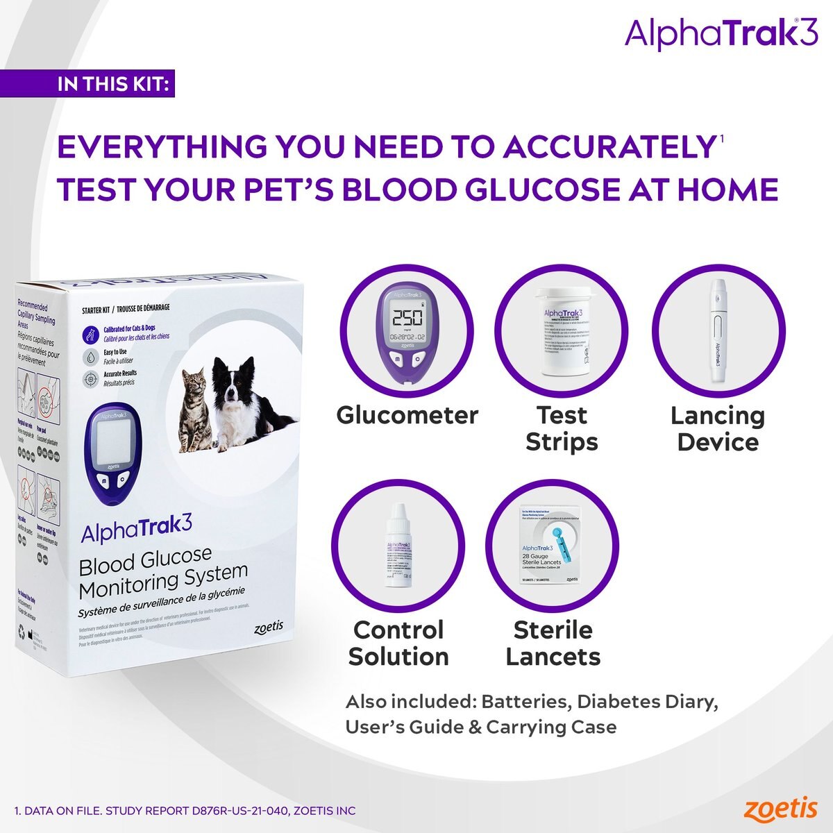 ALPHATRAK 3 Blood Glucose Diabetic Monitoring Kit for Cats, Dogs ...
