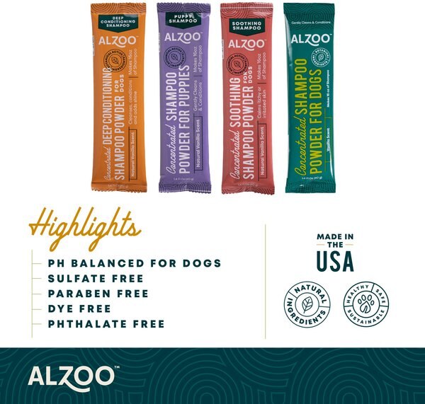 ALZOO Concentrated Dog Shampoo Powder Refill, Vanilla Scent, 1.4-fl oz ...